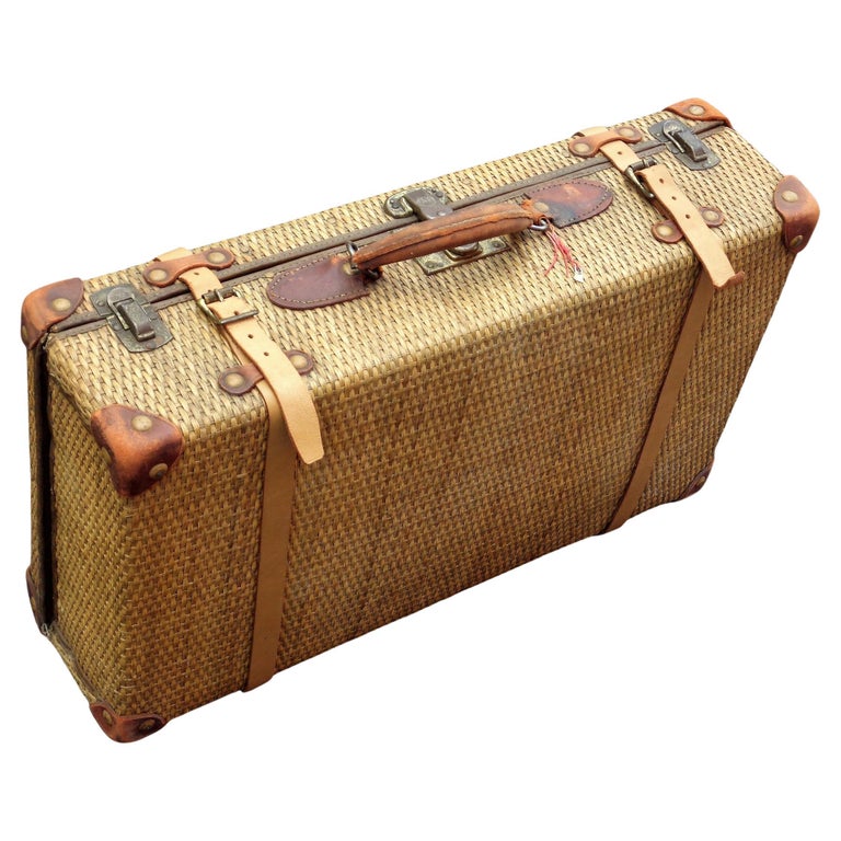 Wicker Rattan Travel Case w/ Canvas Cover, Cunard White Star Line 1930 ...