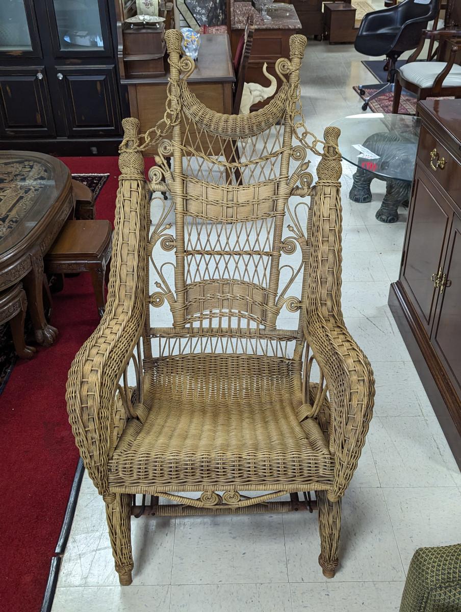 Antique Wicker Victorian Platform Rocker, Circa 1890’s For Sale at 1stDibs