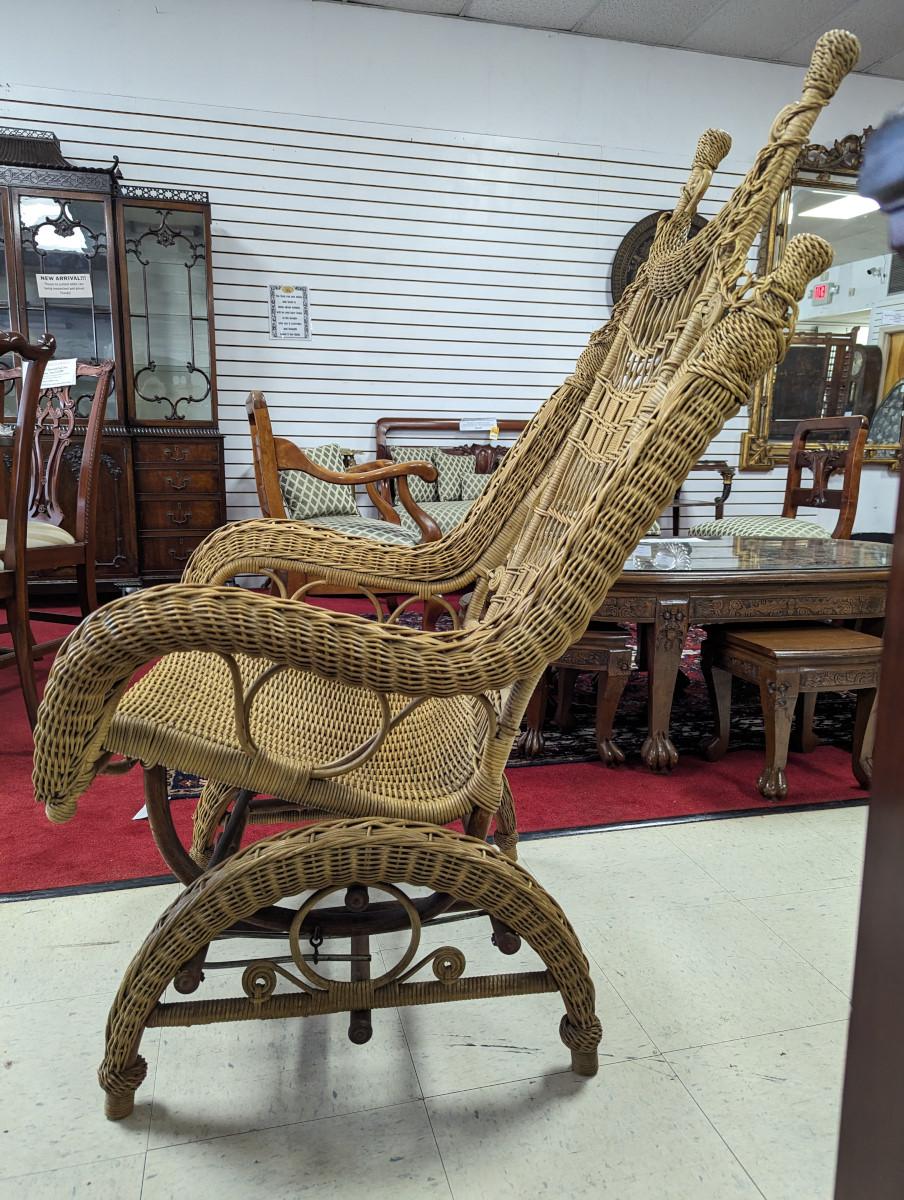 Antique Wicker Victorian Platform Rocker, Circa 1890’s For Sale at 1stDibs