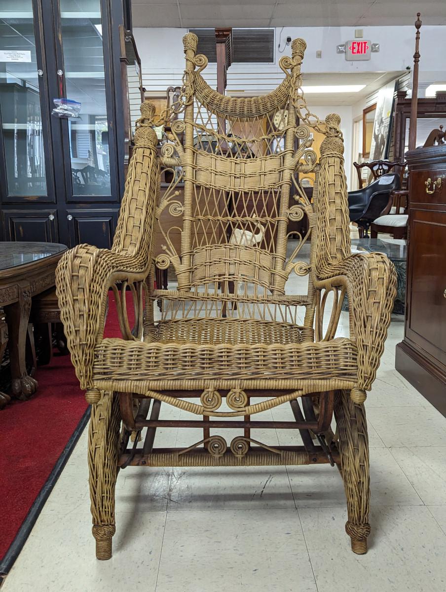 Antique Wicker Victorian Platform Rocker, Circa 1890’s For Sale at 1stDibs