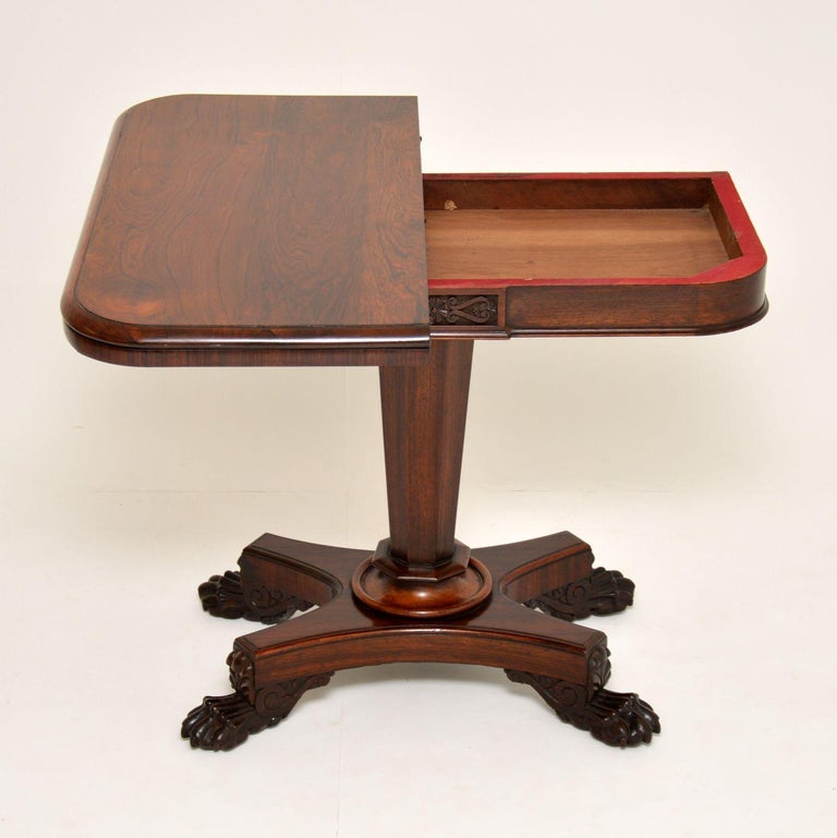Antique William IV Rosewood Card Table at 1stDibs