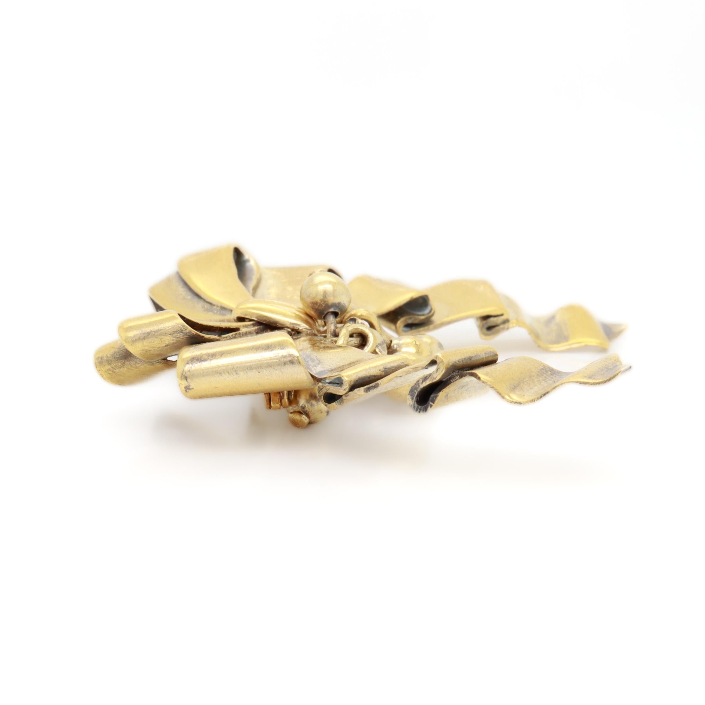 Antique William Spratling Mexican Gilt Sterling Silver Bow or Ribbon ...