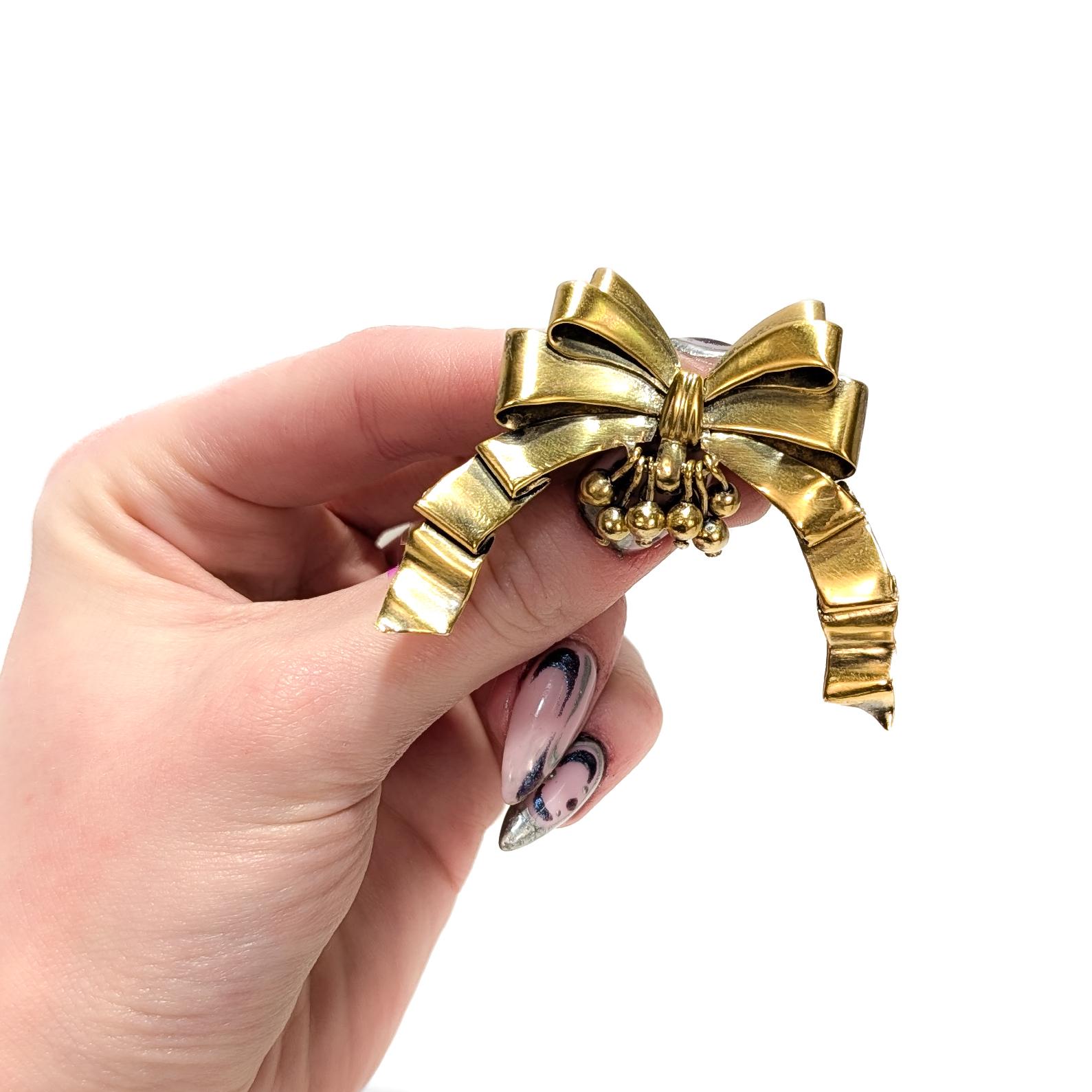 Antique William Spratling Mexican Gilt Sterling Silver Bow or Ribbon ...