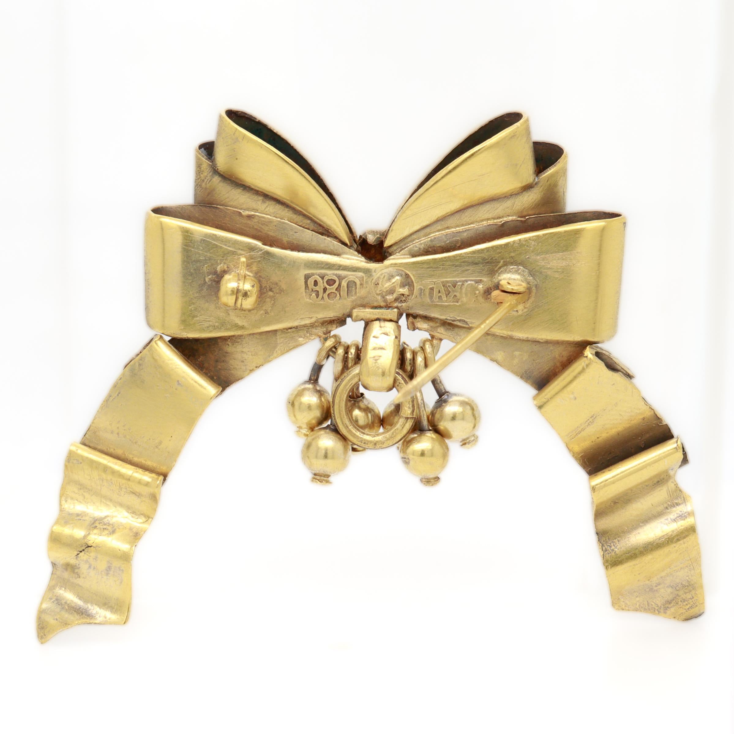 Antique William Spratling Mexican Gilt Sterling Silver Bow or Ribbon ...