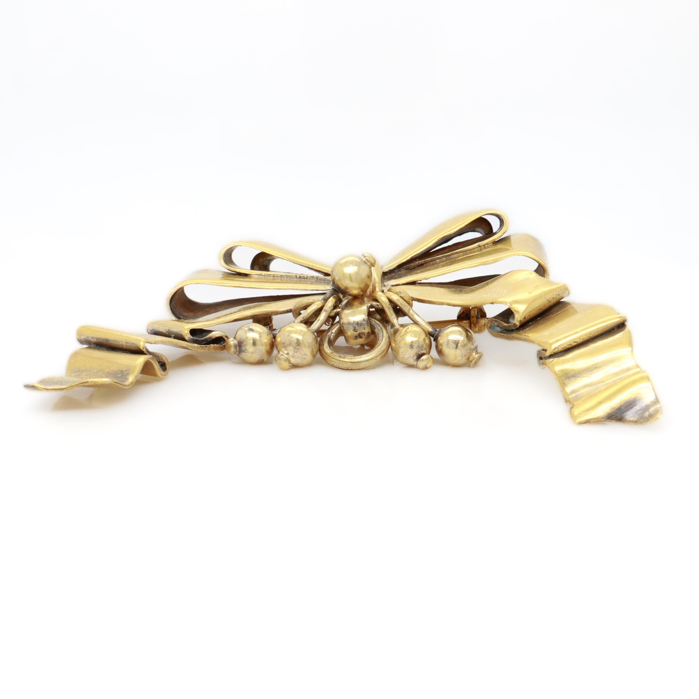 Antique William Spratling Mexican Gilt Sterling Silver Bow or Ribbon ...