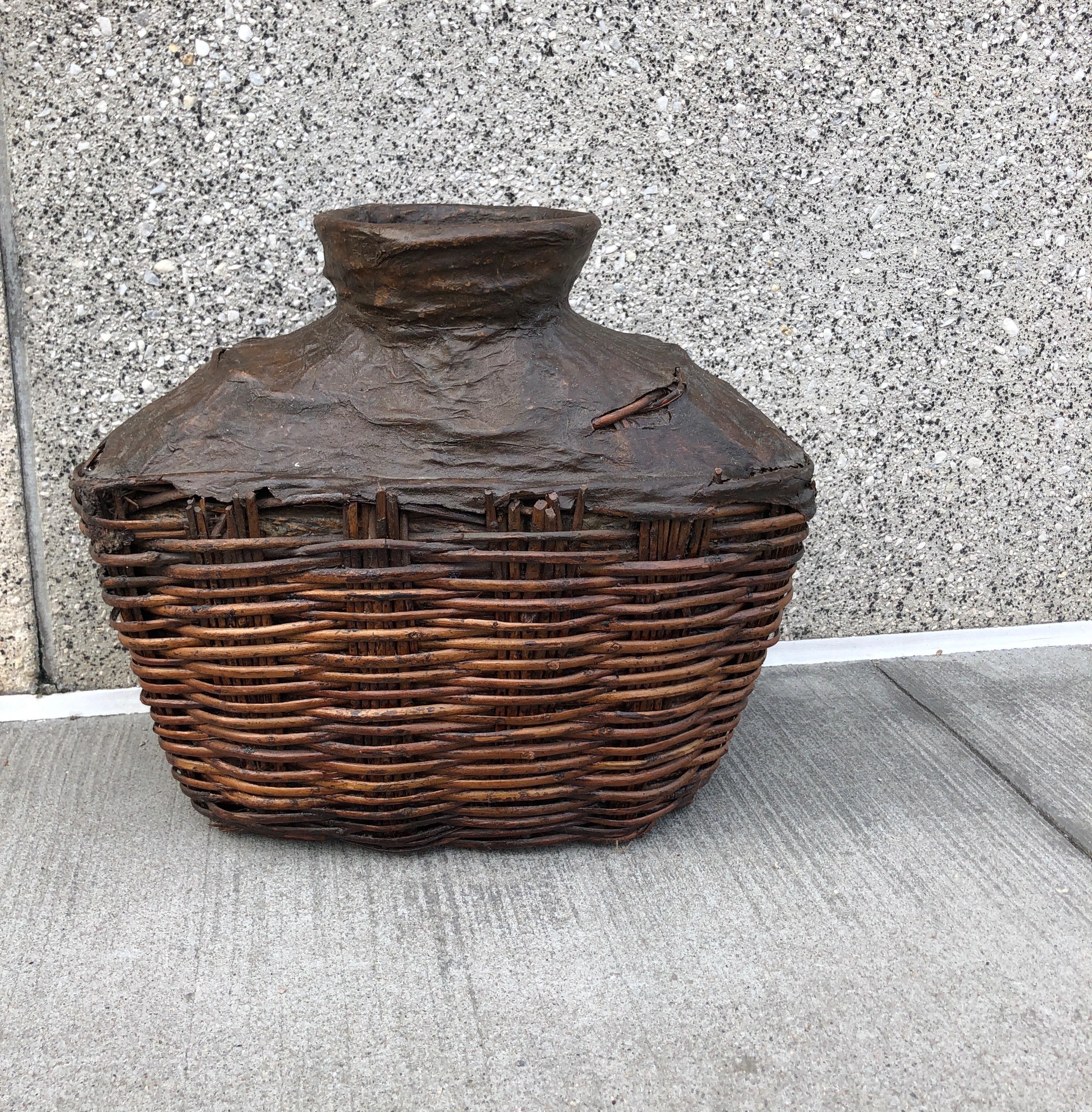 Antique Willow Food Oil Container For Sale at 1stDibs