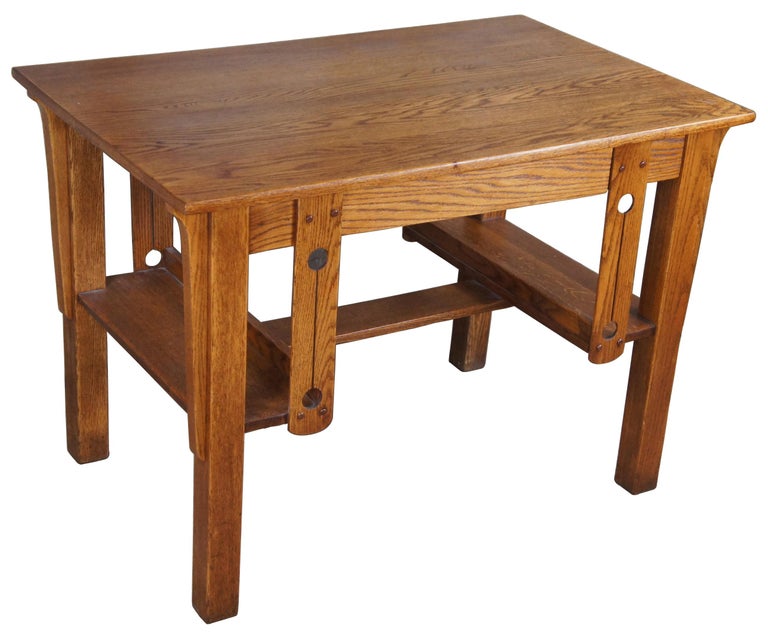 Antique Wolverine MFG Co Arts and Crafts Oak Mission Library Bookcase ...