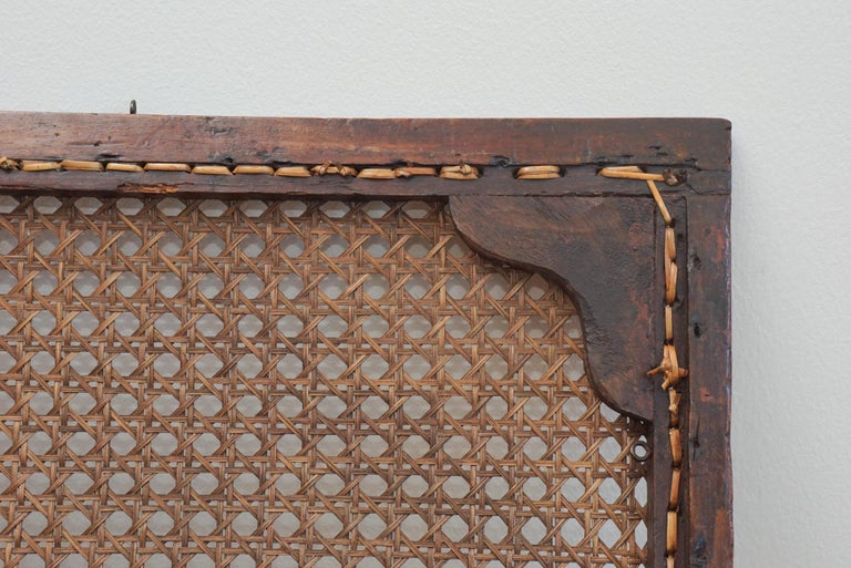 Antique Wood and Cane Hamper Side Table For Sale at 1stDibs