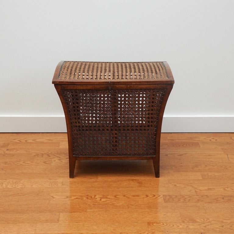 Antique Wood and Cane Hamper Side Table For Sale at 1stDibs