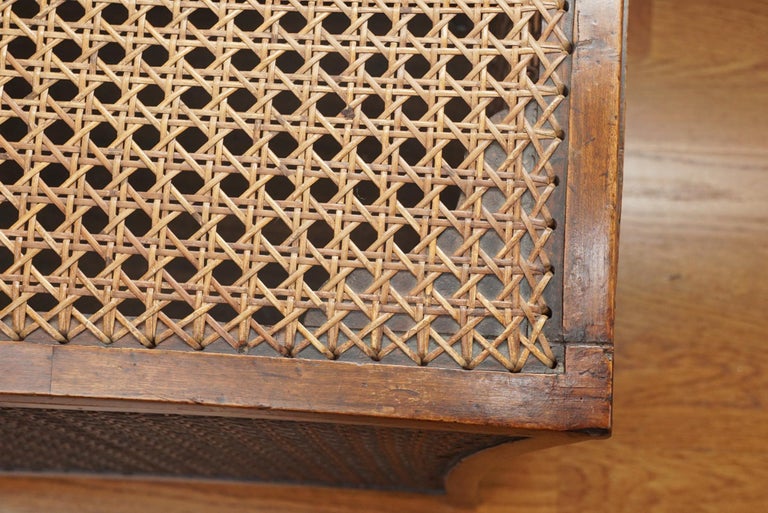 Antique Wood and Cane Hamper Side Table For Sale at 1stDibs