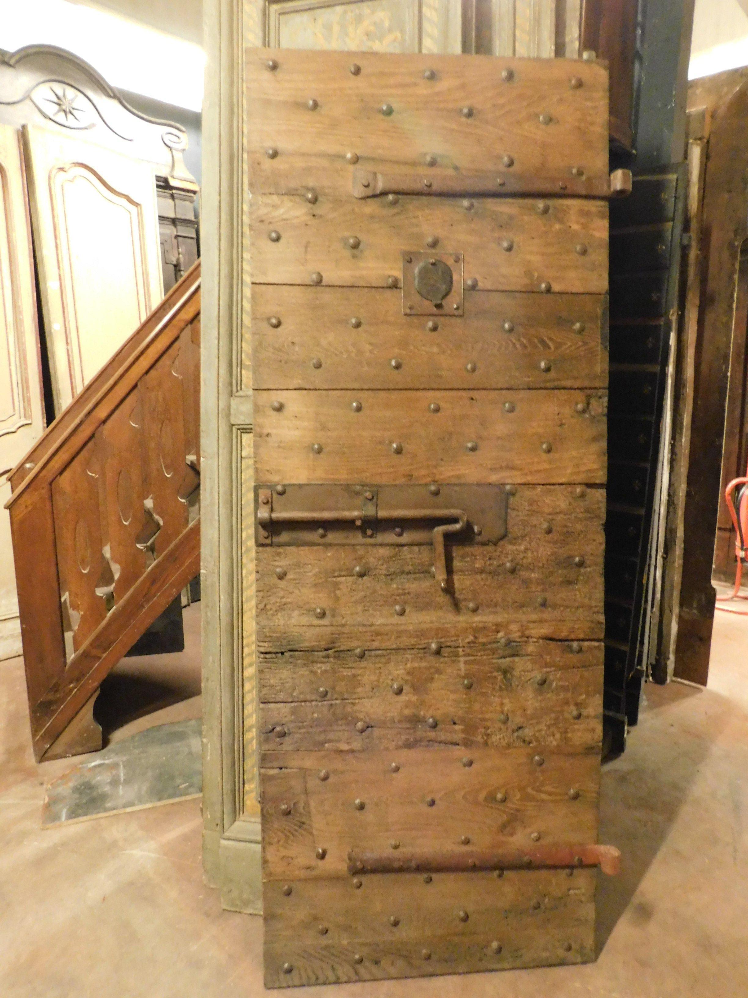 Antique Wood Chestnut Prison Door, Original Nails and Irons, 19th ...