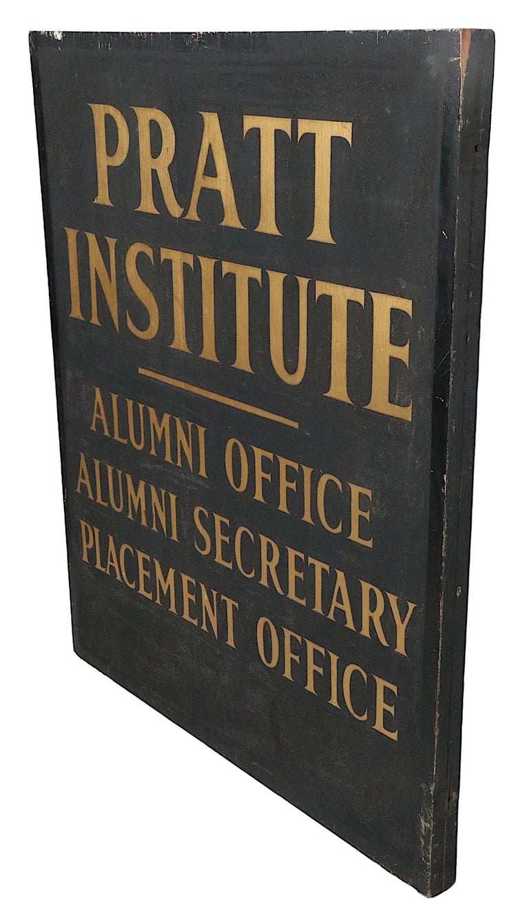 Antique Wood Sign From Pratt Institute For Sale at 1stDibs