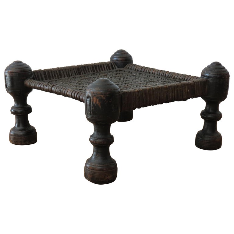 Antique Wooden and Leather Swat Stool, Pakistan at 1stDibs | wooden ...