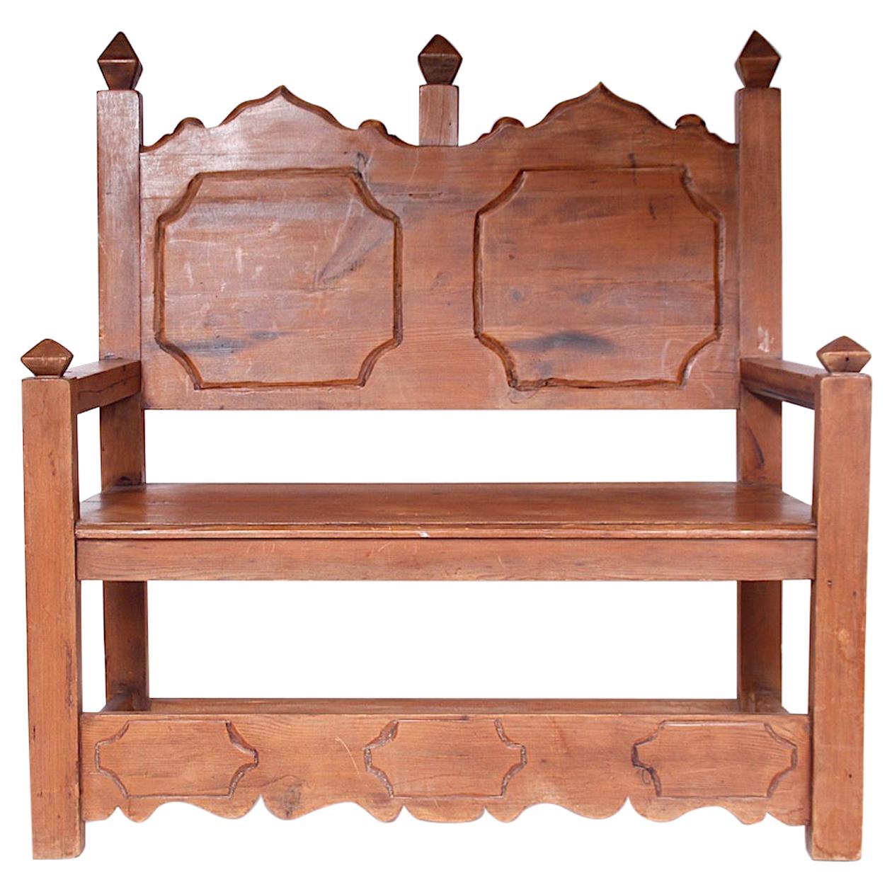 Small Black Wooden Bench at 1stDibs