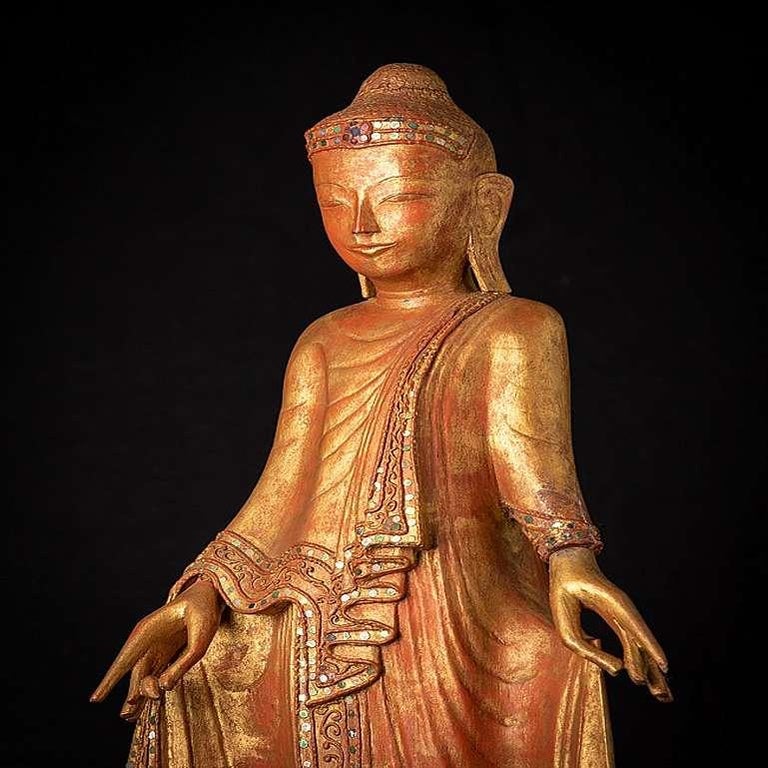 Antique Wooden Burmese Buddha Statue from Burma For Sale at 1stDibs
