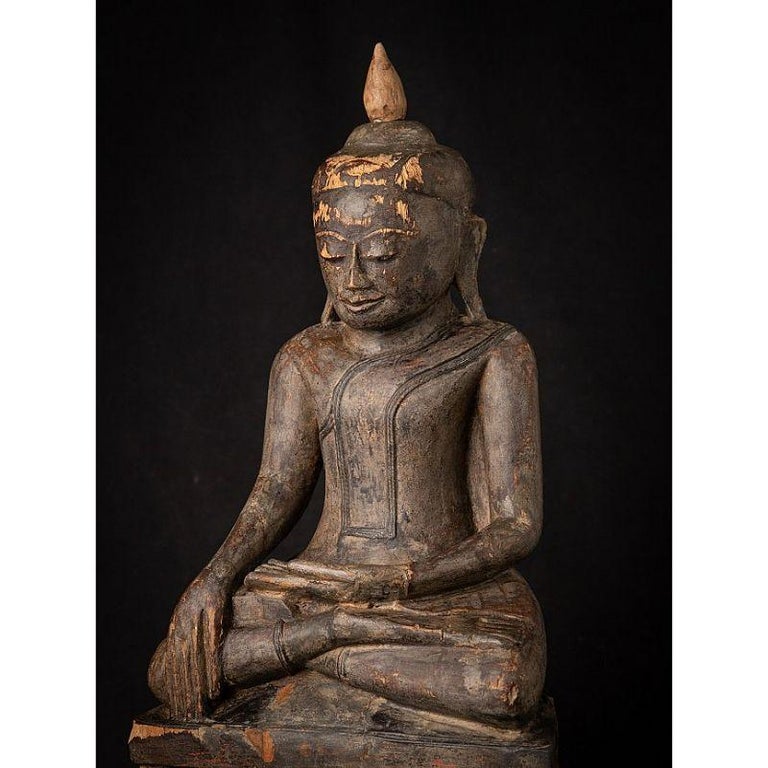 Antique Wooden Burmese Buddha Statue from Burma For Sale at 1stDibs