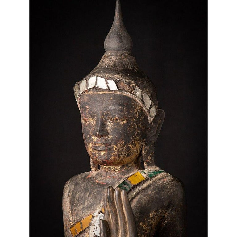 Antique Wooden Burmese Buddha Statue from Burma For Sale at 1stDibs