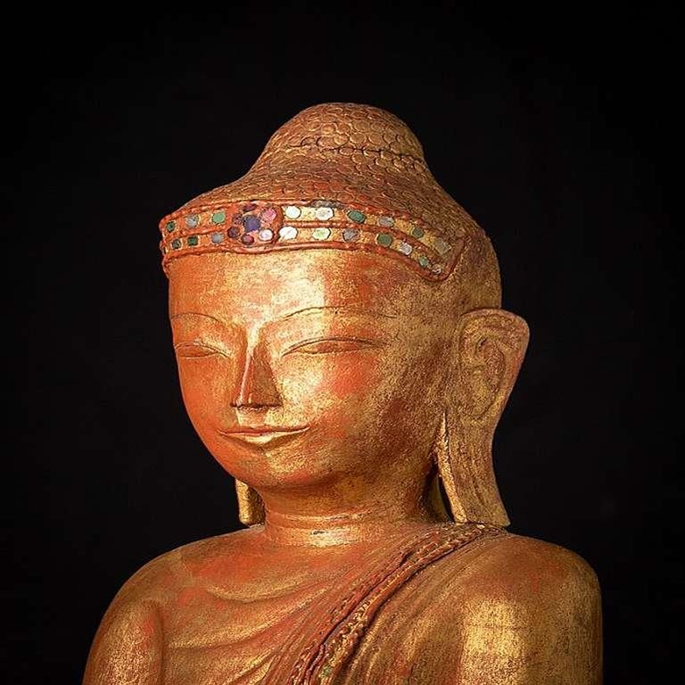 Antique Wooden Burmese Buddha Statue from Burma For Sale at 1stDibs