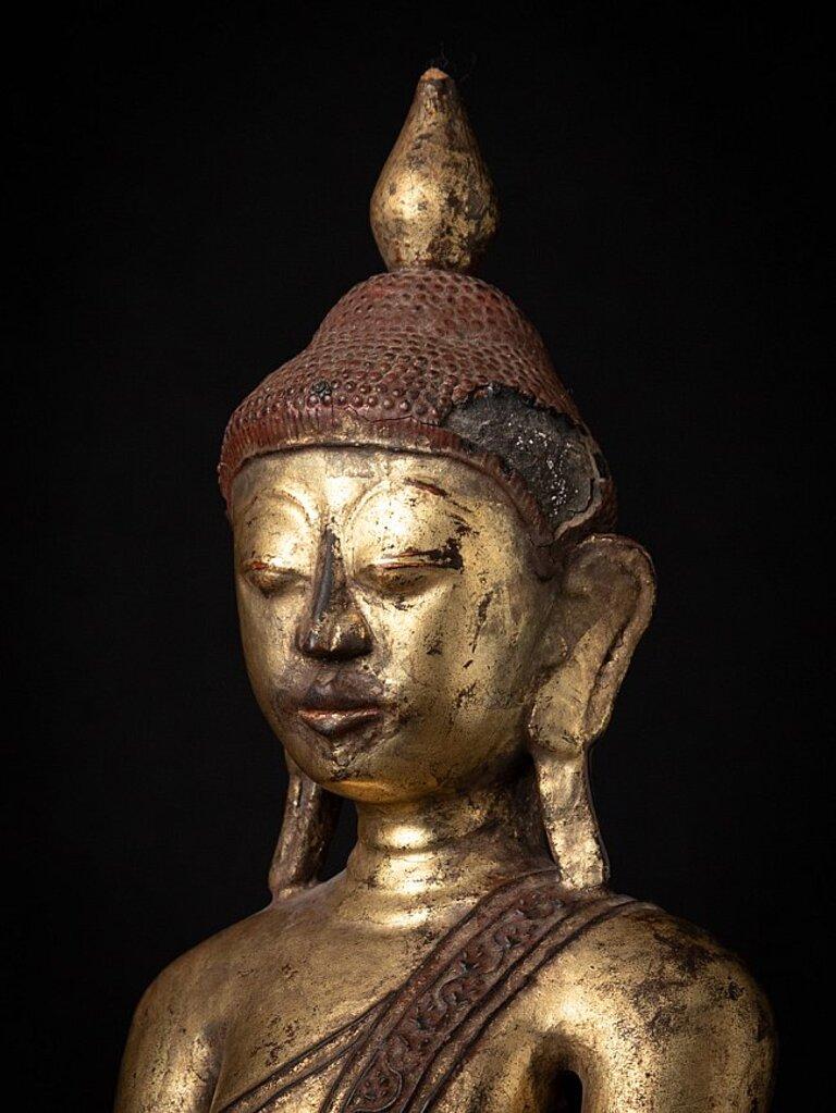 Antique Wooden Burmese Buddha Statue from Burma For Sale at 1stDibs