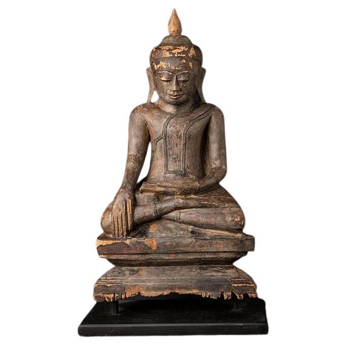 Antique Wooden Burmese Buddha Statue from Burma For Sale at 1stDibs