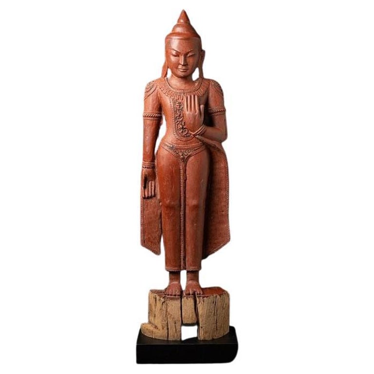Antique wooden Burmese Buddha statue from Burma For Sale at 1stDibs