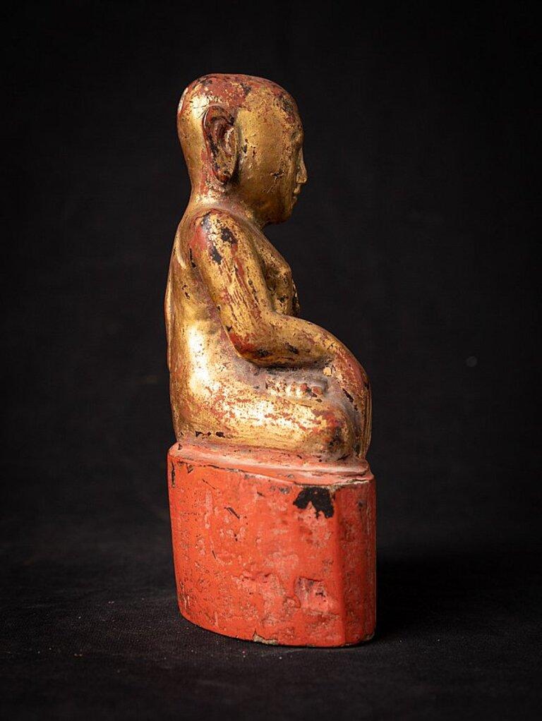 Antique wooden Burmese Monk statue from Burma For Sale at 1stDibs