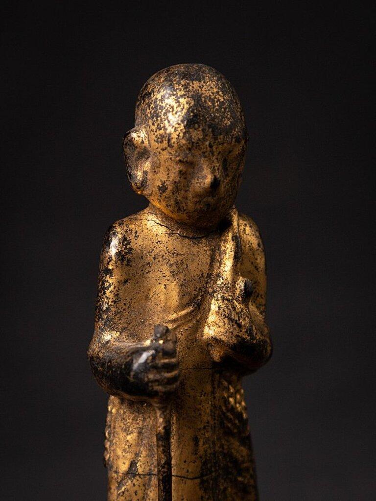 Antique Wooden Burmese Monk Statue from Burma For Sale at 1stDibs
