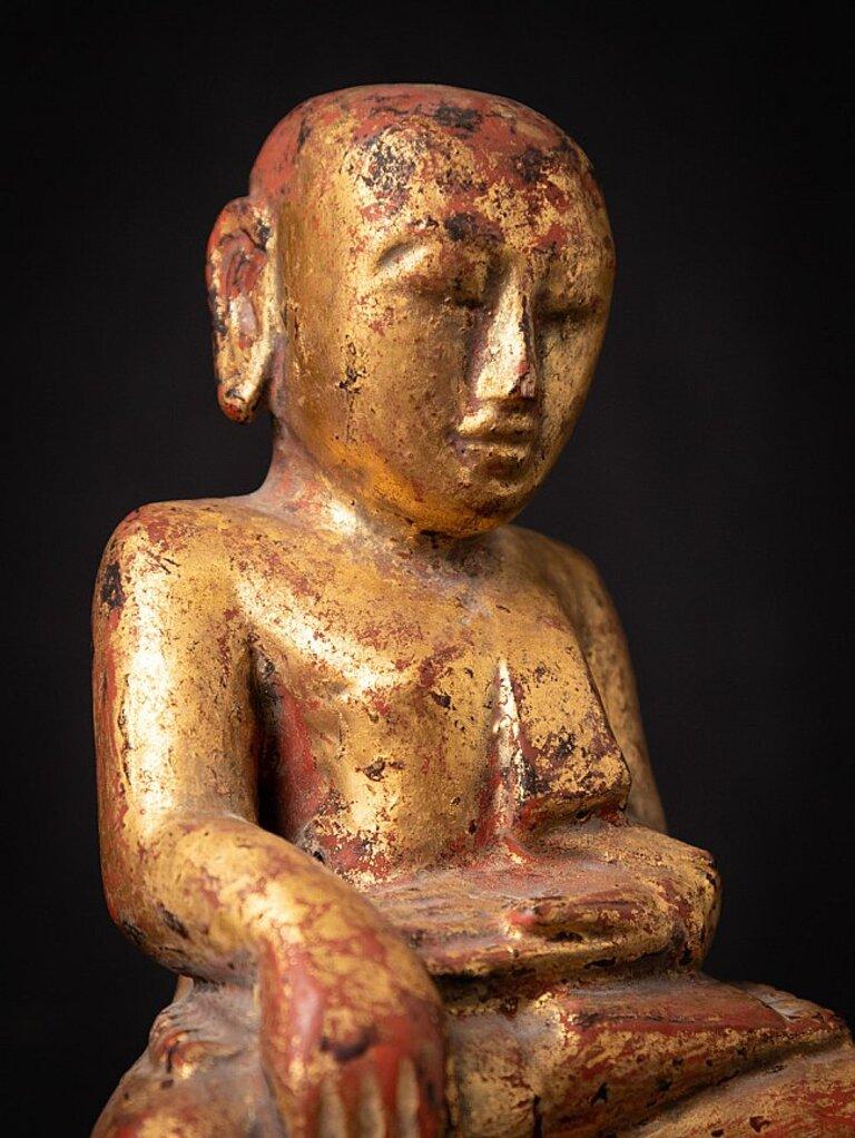 Antique wooden Burmese Monk statue from Burma For Sale at 1stDibs
