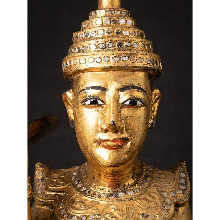 Antique Wooden Burmese Nat Statue from Burma For Sale at 1stDibs