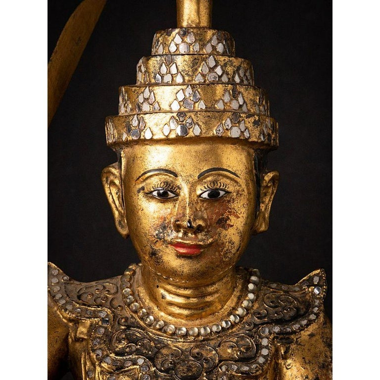 Antique Wooden Burmese Nat Statue from Burma For Sale at 1stDibs