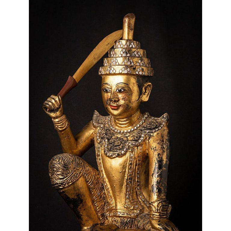Antique Wooden Burmese Nat Statue from Burma For Sale at 1stDibs