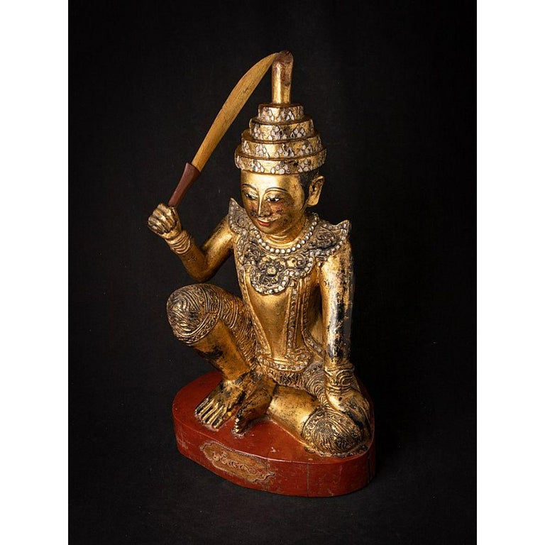 Antique Wooden Burmese Nat Statue from Burma For Sale at 1stDibs