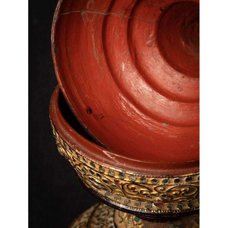 Antique Wooden Burmese Offering Vessel from Burma For Sale at 1stDibs