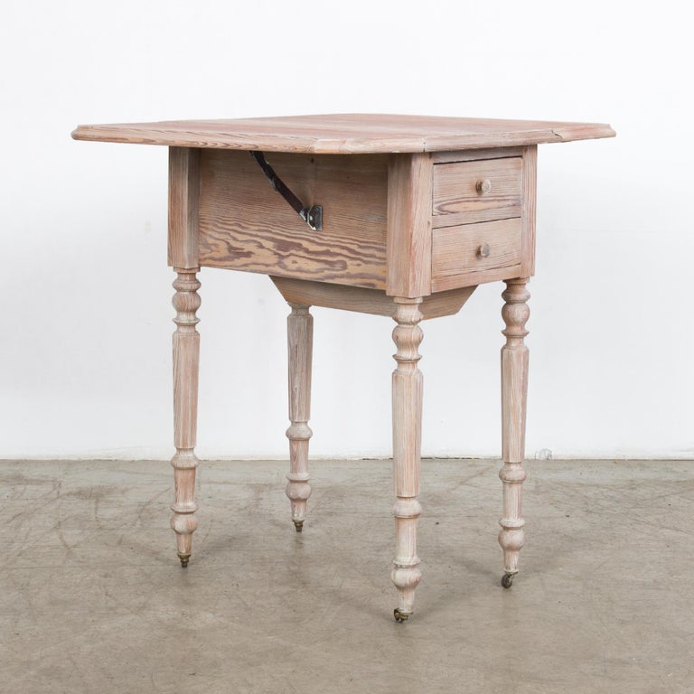 Antique Wooden Folding Table on Wheels at 1stDibs