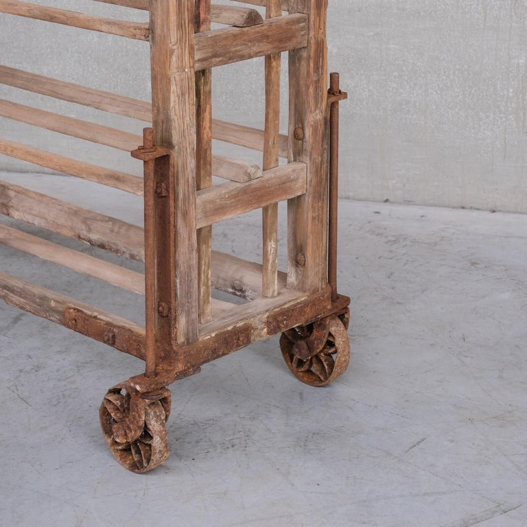 Antique Wooden French Bakers Trolley Shelving For Sale at 1stDibs