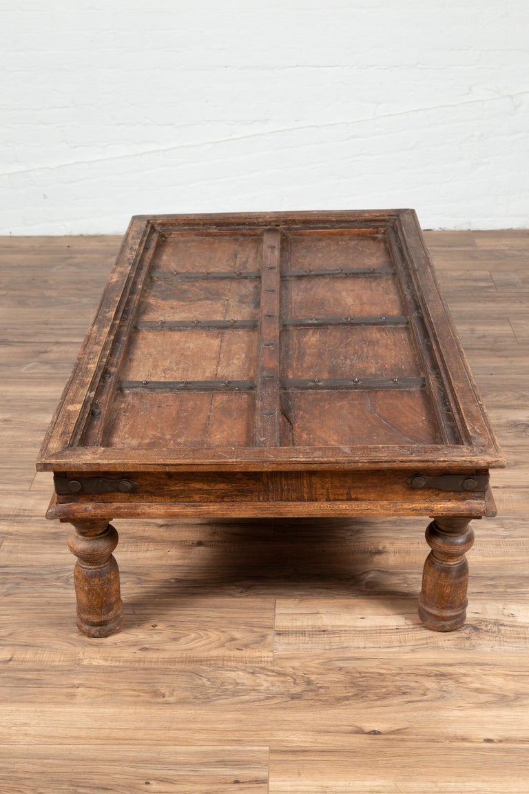 Antique Wooden Indian Palace Door Made into a Coffee Table with Iron ...