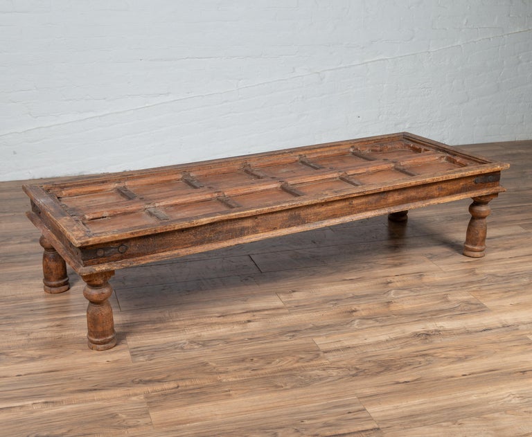 Antique Wooden Indian Palace Door Made into Coffee Table with Iron ...