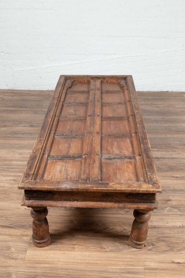 Antique Wooden Indian Palace Door Made into Coffee Table with Iron ...