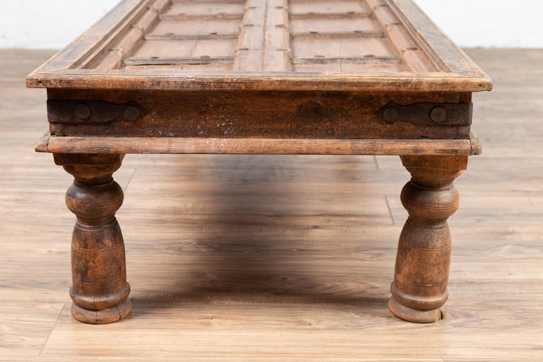 Antique Wooden Indian Palace Door Made into Coffee Table with Iron ...