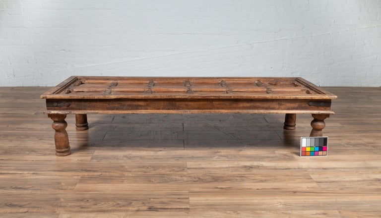 Antique Wooden Indian Palace Door Made into Coffee Table with Iron ...
