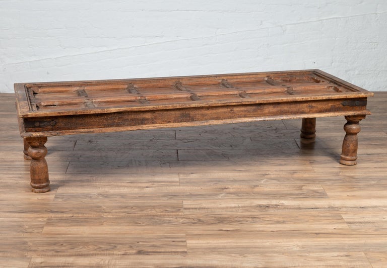 Antique Wooden Indian Palace Door Made into Coffee Table with Iron ...