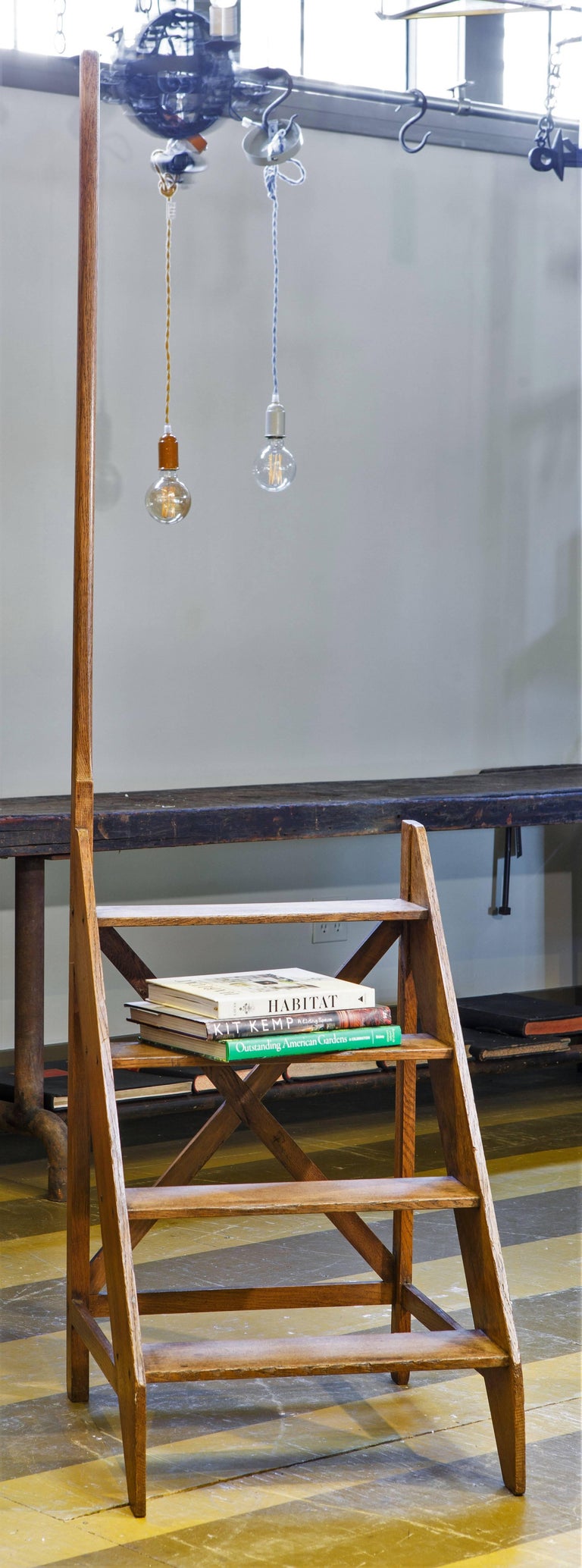 Antique Wooden Library Ladder with Handle at 1stDibs