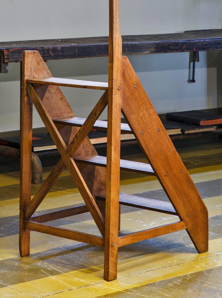 Antique Wooden Library Ladder with Handle at 1stDibs