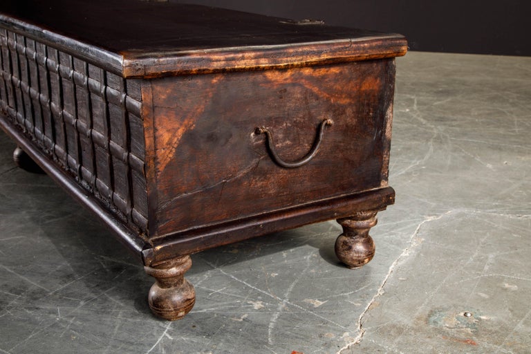Antique Wooden Long Bench / Blanket Chest British Colonial Style at 1stDibs