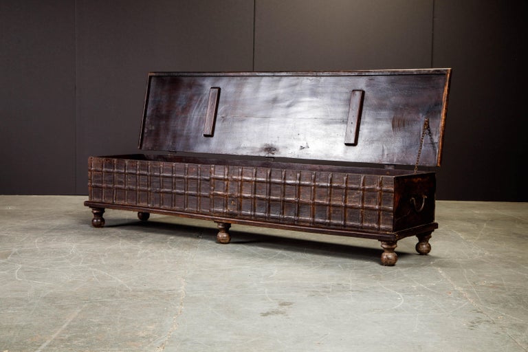 Antique Wooden Long Bench / Blanket Chest British Colonial Style at 1stDibs