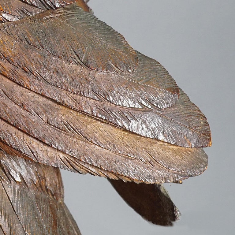 Antique Wooden Mantel Clock with Eagle, Swiss 1900 For Sale at 1stDibs