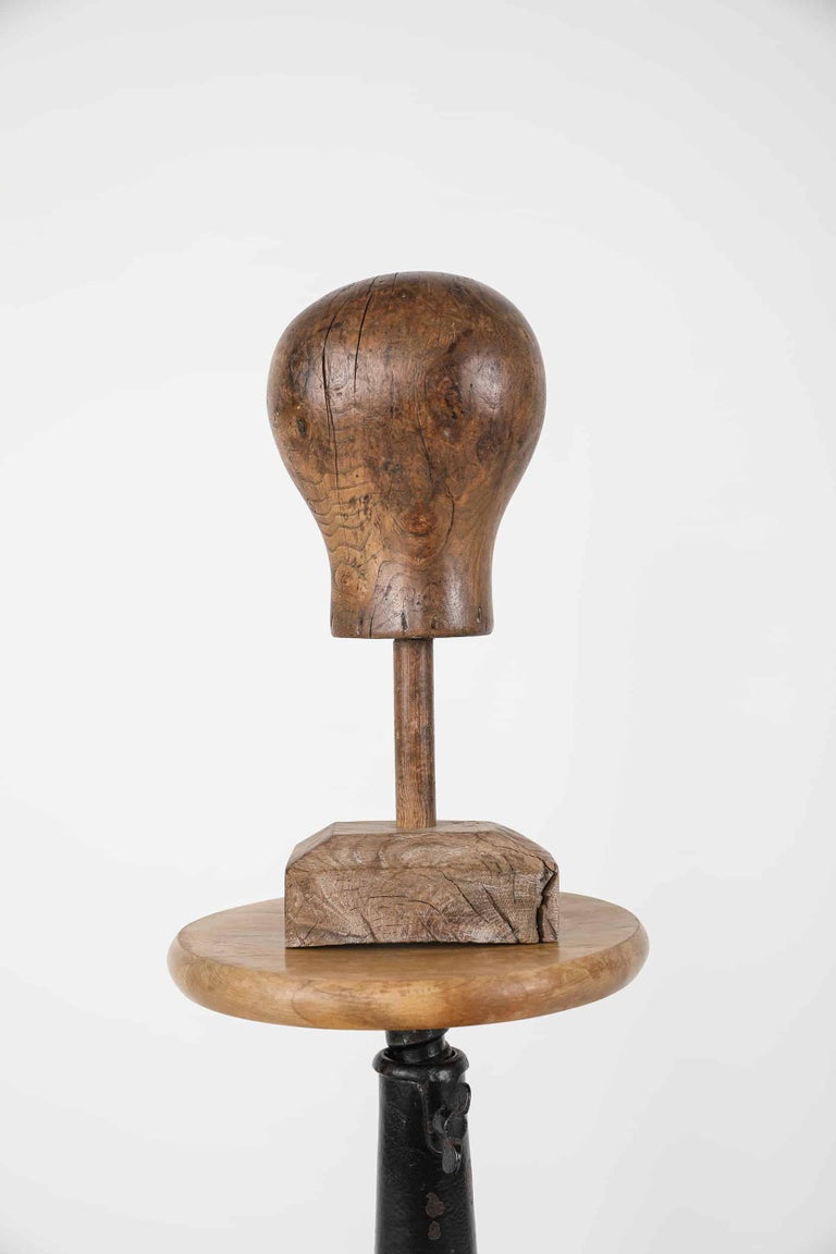 Antique Wooden Milliner's Head Form Sculpture, c.1920 For Sale at 1stDibs