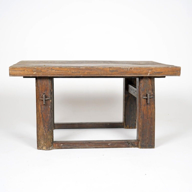 Antique Wooden Rustic Primitive Rectangular Coffee Table For Sale at ...