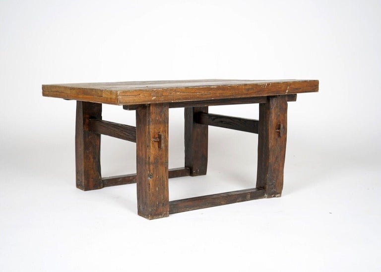 Antique Wooden Rustic Primitive Rectangular Coffee Table For Sale at ...