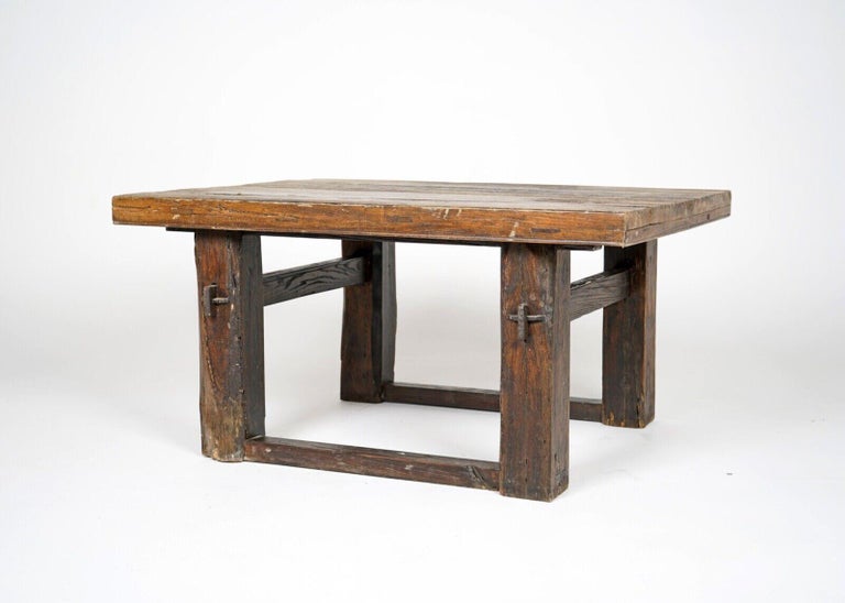 Antique Wooden Rustic Primitive Rectangular Coffee Table For Sale at ...